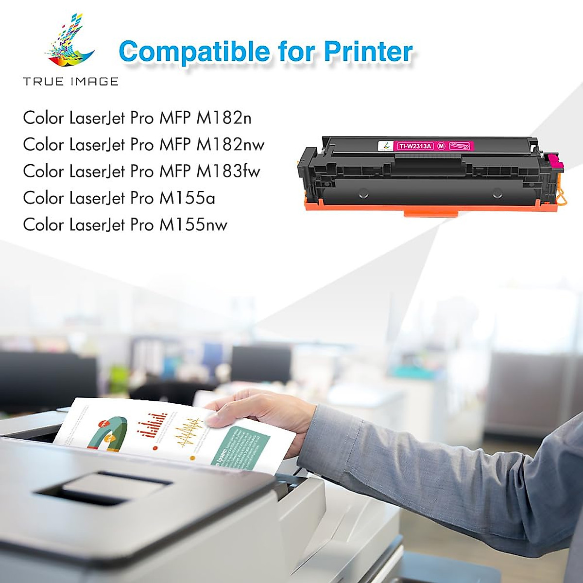 TRUE IMAGE Compatible Toner Cartridge Replacement for HP 215A W2310A for HP Color Pro M182nw M183fw M155 W2311A W2312A W2313A Printer Toner (Black Cyan Yellow Magenta, 4-Pack)