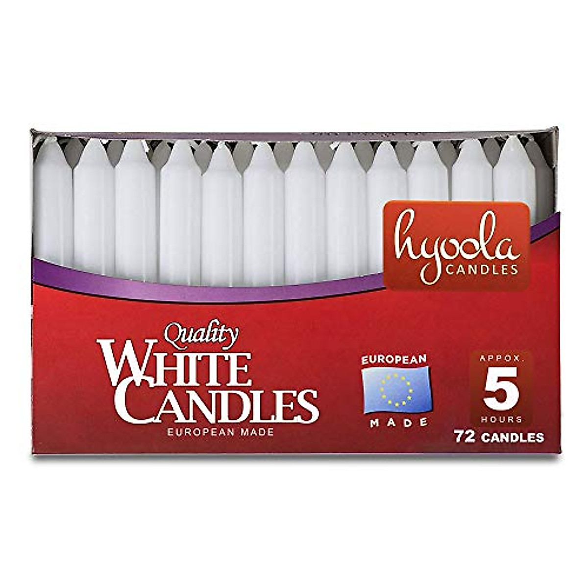 Hyoola White Candles - Short Candlesticks - 6 Inch Candle Sticks (15cm) - 5 Hour Burn Time (72 Pack), European Made