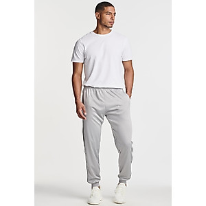 3 Pack: Mens Sweatpants Joggers Sweat Track Pants Warm Soft Active Athletic Workout Gym Apparel Training Fleece Lined Tapered Tricot Sports Running Casual Pockets Cuffed Jogging -Set 2,L