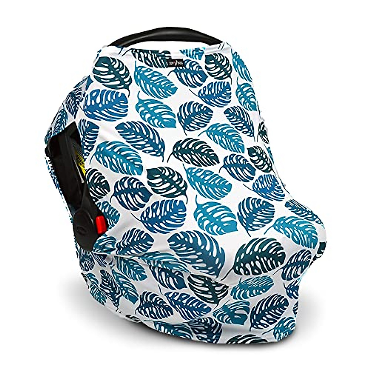 Luv Bug UPF 50 Baby Car Seat Covers with Side Vents, UV Protection, Breathable Breastfeeding Cover, Carseat Canopy for Babies (Palm Leaf)