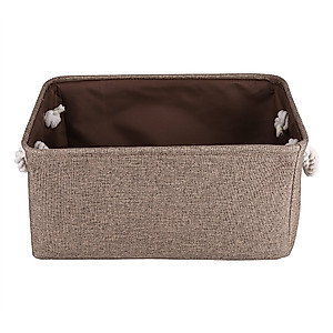 Foldable Storage Bins Fabric Cloth Storage Baskets Towel Laundry Box Container Organizers for Clothes Kids Toy Storage (Brown)