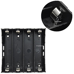 Ltvystore 18650 Battery Case Holder, 8 Pcs 4 Slots x 3.7V DIY Battery Storage Box, in Parallel Black Plastic Batteries Case with Pin for 4 x 18650