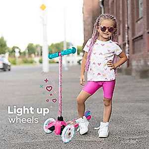 Barbie Self Balancing Kick Scooter with Light Up Wheels, Extra Wide Deck, 3 Wheel Platform, Foot Activated Brake, 75 lbs Limit, Kids & Toddlers Girls or Boys, for Ages 3 and Up