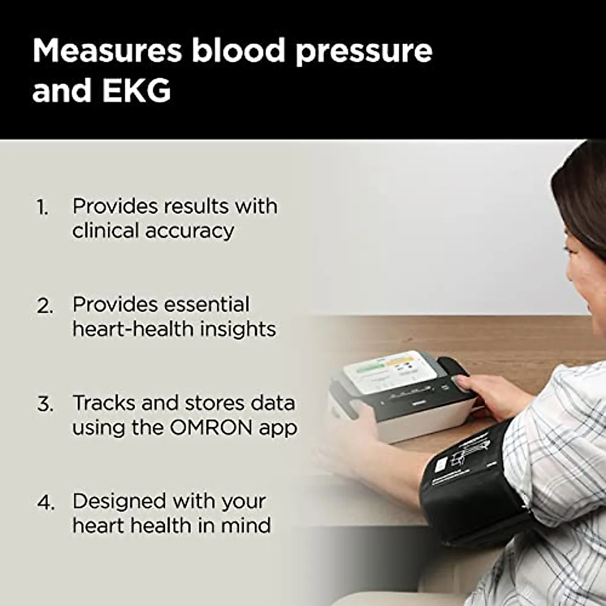 Omron Complete Wireless Upper Arm Blood Pressure Monitor + EKG; Measure Bp, EKG, Afib, Tachycardia, Bradycardia & Sinus Rhythm; Built-In Bluetooth Technology