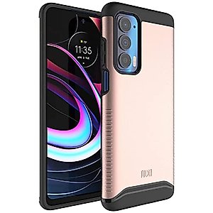 TUDIA DualShield Designed for Motorola Edge 5G UW Case/Moto Edge 2021 Case, [Merge] Shockproof Military Grade Slim Heavy Duty Tough Dual Layer Protection for Moto Edge 5G UW Case - Rose Gold