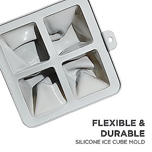 COOK WITH COLOR Silicone Ice Cube Trays - Large Ice Cube Maker Mold - Big Ice Cubes with Lid for Whiskey, Cocktails & Bourbon, for Baby Food and Leftovers (Grey)