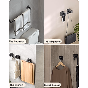 Hinmood Matte Black Bathroom Hardware Set, 5 Pieces Hardware Accessories Set SUS304 Stainless Steel Bath Towel Bar Set, Wall Mounted Towel Rack for Bathroom (Black, 16 Inch)