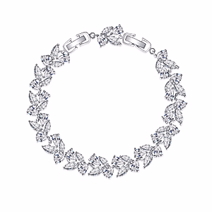 Wedding Tennis Bracelet for Brides Bridesmaid, Silver Marquise Cubic Zirconia Prom Jewelry, Silver Bracelet Wedding Party Jewelry for Women