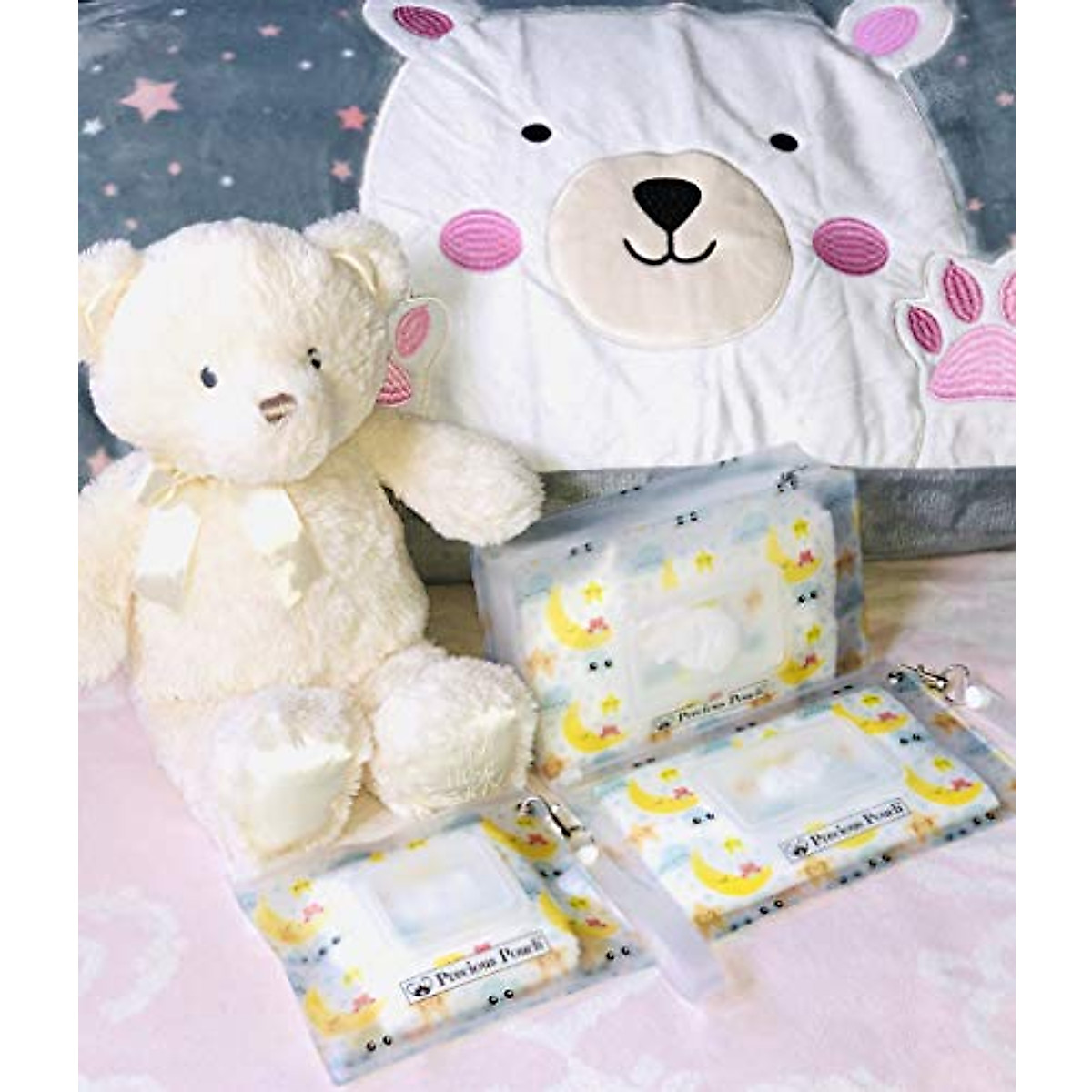 Precious Pouch Best Refillable Wet Wipe Dispensers Portable, Lightweight and Travel Friendly. (Twinkle Little Star, Complete Set - Extra Large, Slim & Mini Pouch)