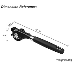 TOPV 2022 New Premium Manual Can Opener, Handheld Smooth Edge Straight Handle Light Weight Hanging Portable Healthy Essential Kitchen Tool, Black, 8x2.4x1.6 inches
