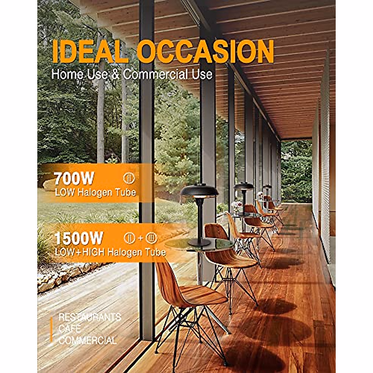 Star Patio Electric Patio Heater, Tabletop Heater, 1500W Infrared Outdoor Heater With UFO Shape Sandy Black Finish, Industrial Style Series, IP44 Waterproof, STP2036-BT