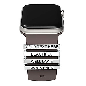 Callancity 4pcs/Set Personalized Watch Band Charms Decorative Ring Loops Compatible for Apple Watch Silicone Bands 38mm 42mm 40mm 44mm 41mm 45mm(No Watch and Band)