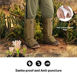 Gonex Snake Gaiters, Waterproof Snake Guards, Snake Bite Protection for Lower Legs, Snake Proof Gaiters Fit for Men & Women, Adjustable Size, Pack of 1