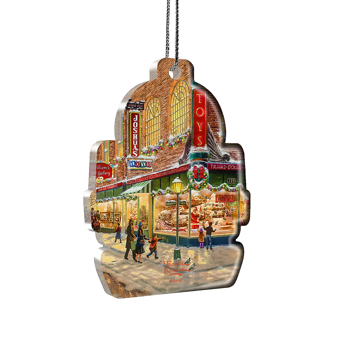 Thomas Kinkade – Lionel – A Christmas Wish – 4.4” x 2.2” Train-Shaped Hanging Acrylic Print Accessory – Officially Licensed Collectible
