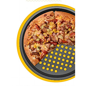 Bamboo's Grocery LoKii Round Pizza Pans Set, Baking Steel Pizza Pan for Oven, Nonstick Pizza Oven Tray, Grill Pizza Plates, 12.6 Inches, 2 Pack