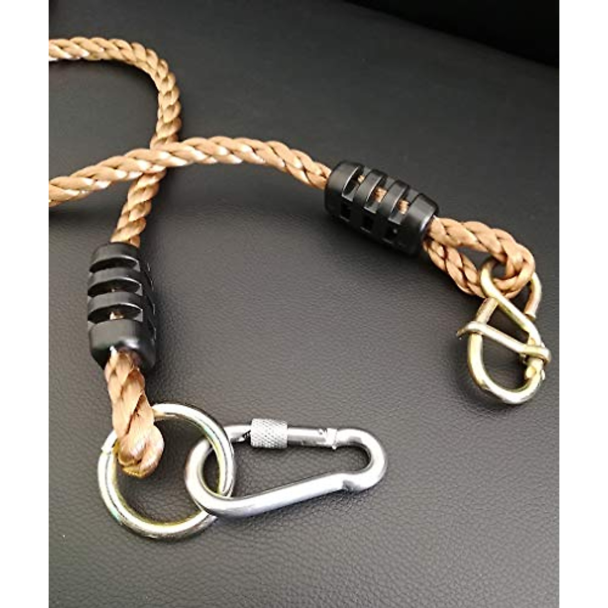 Tree Swing Ropes Hammock Chair Straps Hanging Kit with 2 Carabiners for Replacement, Adjustment or Extension - 6ft & Holds to 600lbs, Perfect for Children Swing, Outdoor Hammock and Hanging Chair