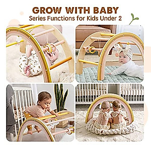 Tiny Land Baby Play Gym, Wooden Play Gym for Baby 0-6 Months, Wooden Baby Play Gym, Wood Play Gym, Wooden Baby Toys 0-9 Months, Neutral Color