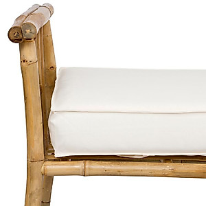 ZEW Handcrafted Natural Bamboo Entryway Bedroom Bench with Armrests Daybed Lounger with Detachable Mattress