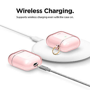 elago Clear Airpods Case with Keychain Designed for Apple Airpods 1 & 2 (Lovely Pink)