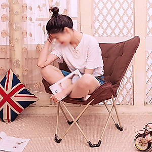 LLLY Lazy Sofa,Foldable Saucer Moon Chair Dorm Club Chair Half Round Soft Comfortable Short Plush Faux Padded Seat for Adult or Teens,Brown 40cmx50cmx87cm