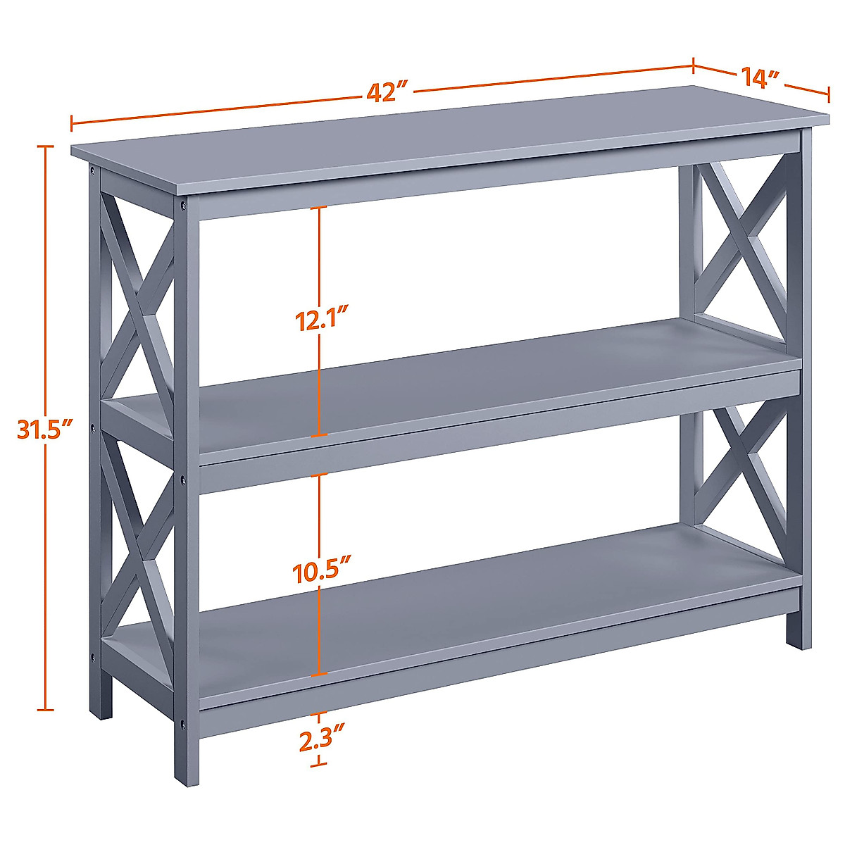 Yaheetech Television Stands & Entertainment Centers with 3 Tier Storage Shelf TV Stand for Living Room, Gray