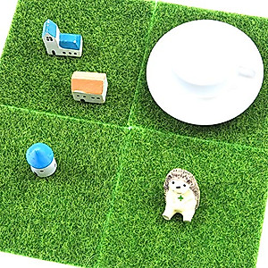 ELCOHO 10 Pieces Artificial Garden Grass Lawn Life-Like Fairy Artificial Grass Lawn Miniature Fairy Garden Ornament Dollhouse Decoration, 6 x 6 Inches