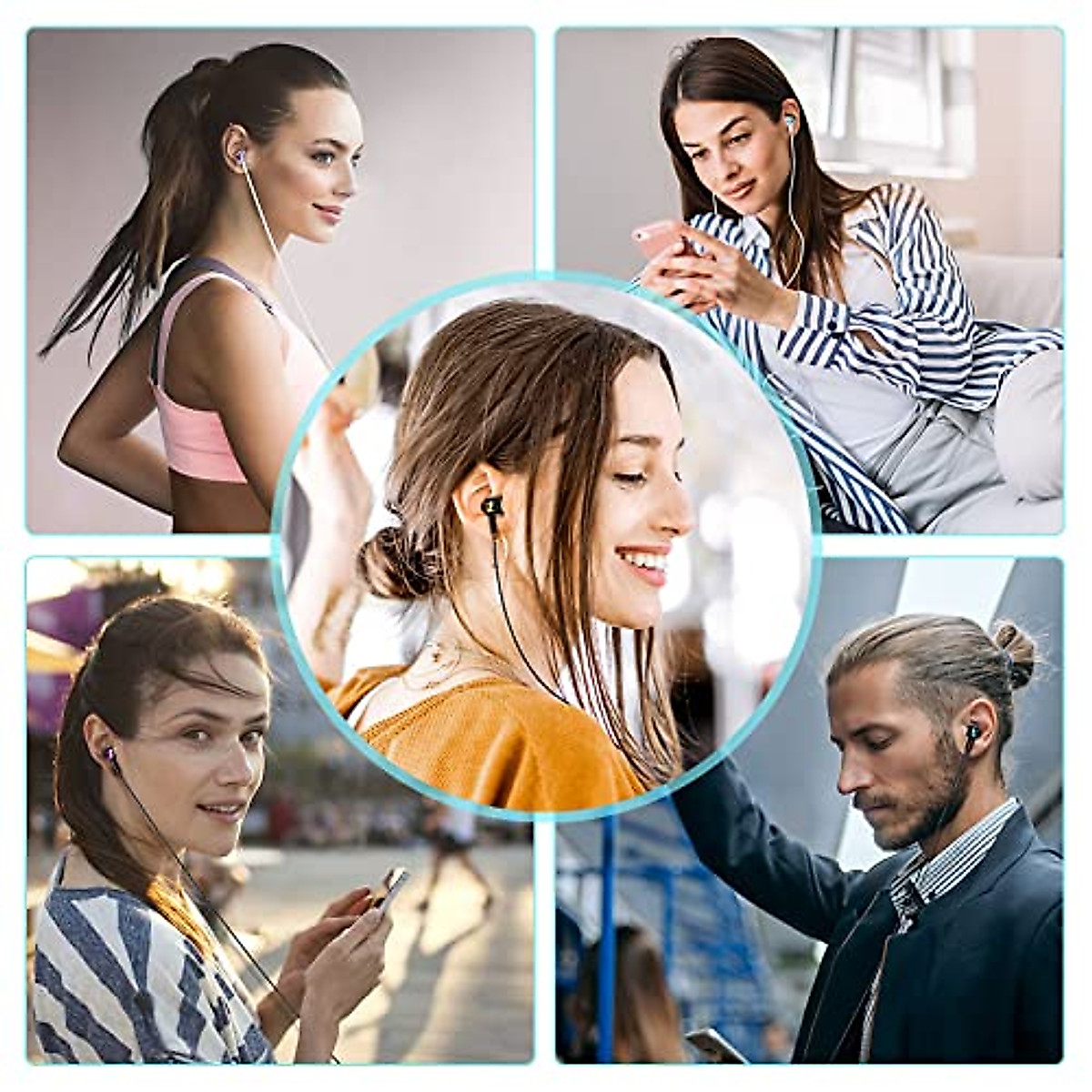 CHMUYIL Earbuds Wired with Microphone Pack of 5, in-Ear Wired Headphones with Microphone for Phone, iPod, iPad, MP3, Samsung, Walkman and Most 3.5 mm Jack Devices