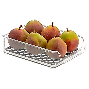 Spectrum Diversified Hexa in-Fridge Small Refrigerator Bin for Storage and Organization of Fruit Vegetables Produce and More, 8.5 x 6 x 2.25, Clear/Dark Gray