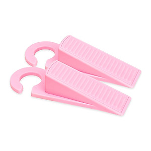 Vncczi Door Stoppers, 2 Pack Premium Rubber Door Stoppers Wedge, Door Stops for Carpet Heavy Duty Door, Door Stoppers for Bottom of Door on Tile, Concrete, Carpet, Wooden Floor (Pink)