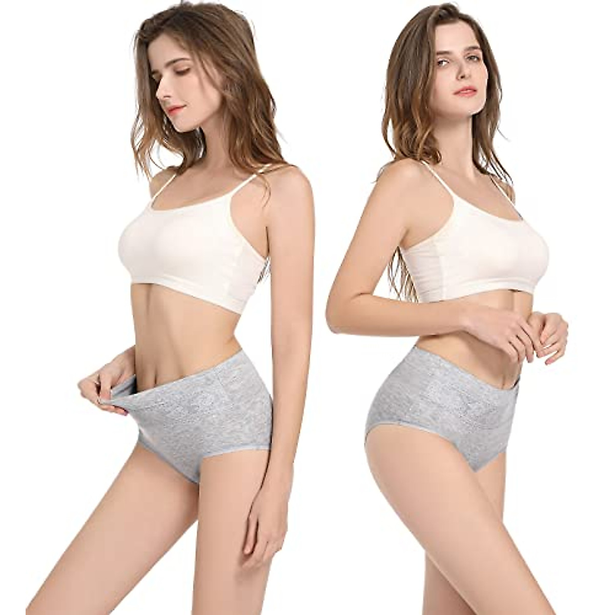 HAVVIS Women's Briefs Underwear Cotton High Waist Tummy Control Panties Rose Jacquard Ladies Panty Multipack (Brief 05-8 Pack - Assorted Colors, Medium)