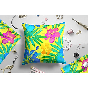 iiRov Summer Design Ink-Fuzed Decorative Throw Pillow - Tropical Fluorescent v2