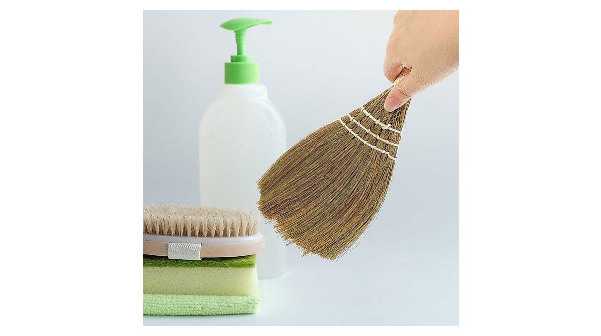 Small Natural Broom for Cleaning and Sweeping | Durable & Portable