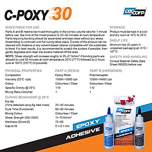 Epoxy Glue Adhesive C-POXY 30 by CECCORP (4.25 Oz Combined) – Medium Setting Cure, Clear Epoxy Glue, General Purpose, 30 Minute