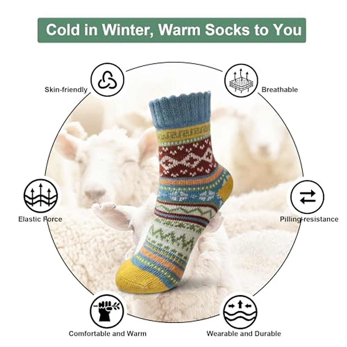 VANTILOUNIC Women Socks Winter Warm Thick Soft Wool Socks Christmas Gifts for Women Cozy Crew Socks