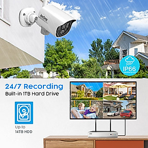 5MP Wireless Security Camera System No Hard Drive, 8 Channel Surveillance NVR Kits and 4pcs Super HD 5MP Outdoor Indoor WiFi Bullet Camera for Home Full Color Night Vision