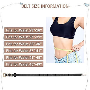 WHIPPY Set of 4 Women Skinny Belts Thin Leather Waist Belt with Alloy Pin Buckle for Pants Jeans Dresses, Black/Brown/Coffee/White,Fits Waist 27"-31"