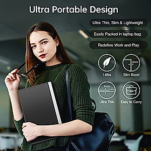 USB-C Portable Monitor - 15.6 Inch FHD HDR FreeSync Zero Frame USB-C Computer Display with Dual Type-C Mini HDMI for Laptop PC Phone Mac Surface Xbox PS5 Switch, with Cover VESA Mountable (Renewed)