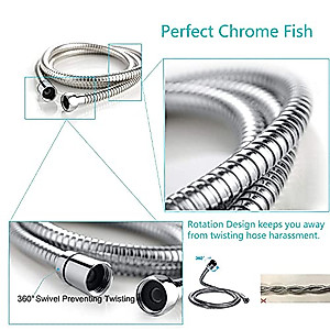 TRIPHIL Kink-free Shower Hoses 71" Extra-long for Handheld Showerhead Hose Replacement, Flexible Metal Shower Tube Extension, Stainless Steel Sleeve Chrome 71 Inches
