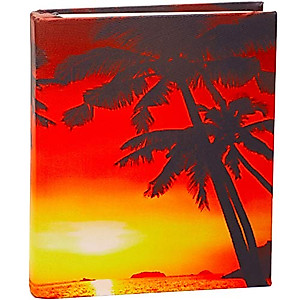 Jumbo, Stretchable Book Cover Sunset Beach Print. Fits Hardcover Textbooks 9 x 11 and Larger. Reusable, Adhesive-Free, Fabric Protectors are A Needed School Supply for Students