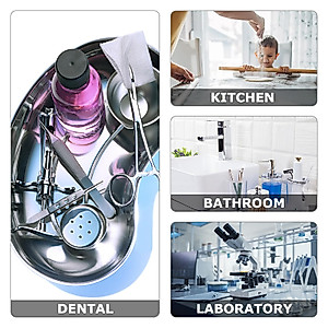 Kidney Tray - Romlon 3 Pack Stainless Steel Tray Metal Tray Stainless Steel Curved Sheet for Dental, Lab Instrument, Office Room, Bathroom.