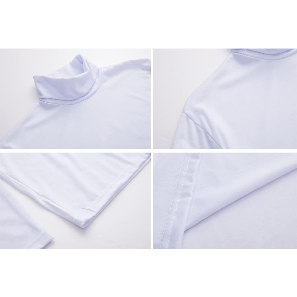 Men Slim Long Sleeve Turtleneck T-Shirt Thermal Underwear Pullovers Lightweight Casual Pure Color Tops White Long Sleeve Medium