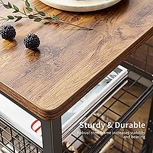 CubiCubi End Table, Small Side Table Nightstand with Storage Shelf for Living Room Bedroom, 3-Tier Sofa Table with Metal Frame, Deep Brown