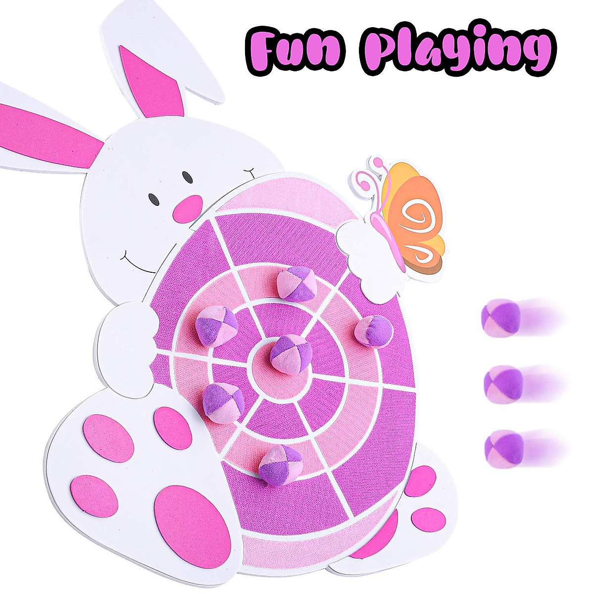 Aneco Easter Bunny Easter Egg Dart Board Sticky Balls Toys Games DIY Spliceable Dart Board Kit with 6 Sticky Balls for Indoor and Outdoor Sports Games