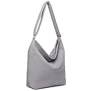 NNEE Women’s Medium Size Corduroy Shoulder Bag Retro Crossbody Hobo Handbag Tote - Gray