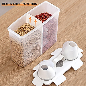 CENGNIAN 2 in1 Food Storage Containers with 2 Pouring Spout, Airtight Dry Storage Bins With Lids, BPA Free Plastic Sealed Holder Bin Dispenser, Measuring Cup for Rice, Cereal, Flour and Oatmeal