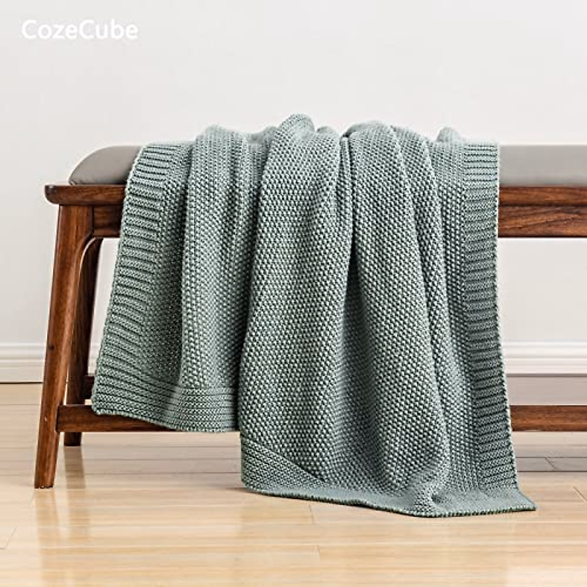 CozeCube Green Throw Blanket for Couch, Soft Cozy Cable Knit Throw Blanket for Bed Sofa Living Room, Lightweight Warm Decorative Farmhouse Christmas Throw Blanket, 50"x60", Sage Green