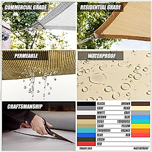ColourTree 7' x 12' Beige Rectangle TADR0712 Waterproof Sun Shade Sail Canopy Awning Shelter Fabric Screen, 95% UV Blockage UV & Water Resistant, for Outdoor Patio Garden Carport (We Make Custom Size)