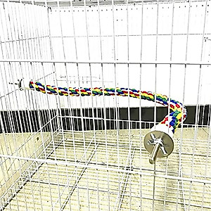 Bird Perches Rope Parrots Toys Fit Bigger Macaws Adjustable Stand Rope Ladder Rest (24in)