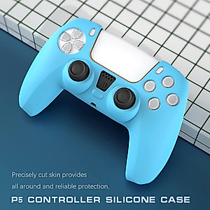 Pink PS5 Controller Skin, Peziang Ergonomic Anti-Slip Soft Ultra-Thin Silicone Protective Cover Gamepad Case for Play Station 5 DualSense Wireless Controller with 2 Cute Thumb Grip Caps