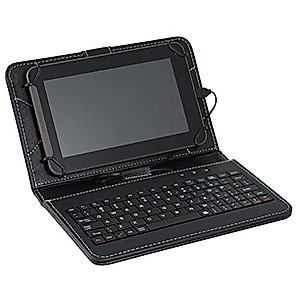 Navitech 7" Faux Leather Micro USB Keyboard Case / Cover including Built In stand & Stylus Pen Compatible With The RCA 7 Voyager